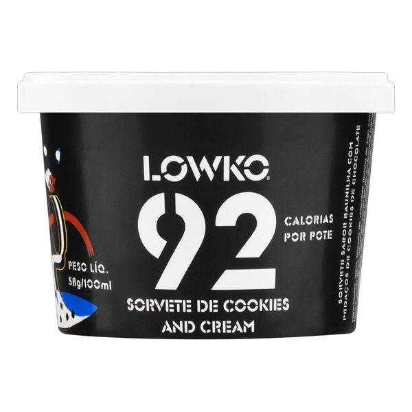 Sorvete LOWKO Cookies e Creme 100ml - patiogourmet