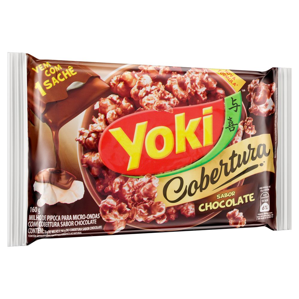 Pipoca para Micro-Ondas Cobertura Chocolate Yoki Pacote 160g - patiogourmet