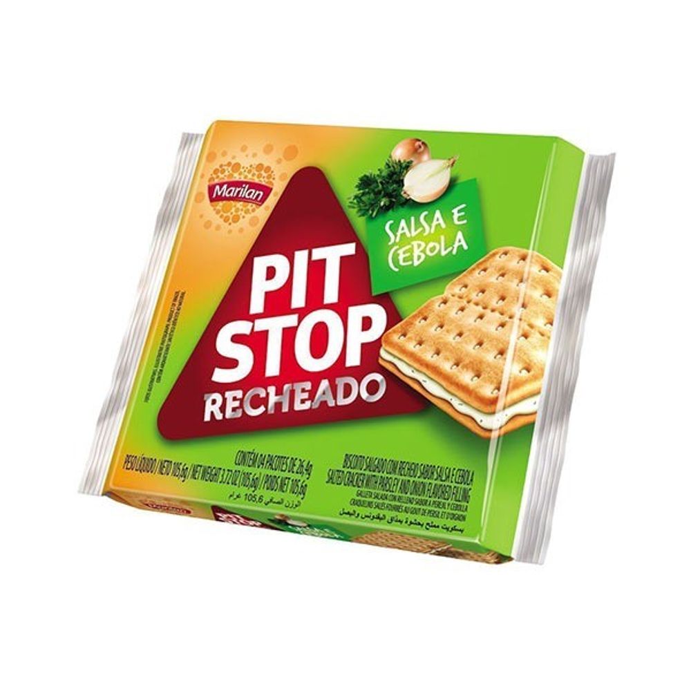 Biscoito Pit Stop Recheado Sabor Salsa E Cebola MARILAN Pacote 105.6g ...
