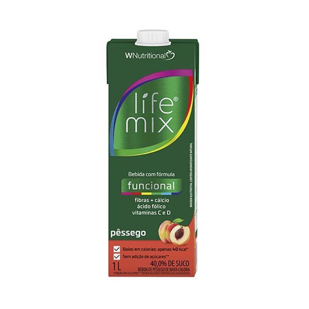 Suco Funcional Sabor Pêssego LIFE MIX Caixa 1l - patiogourmet