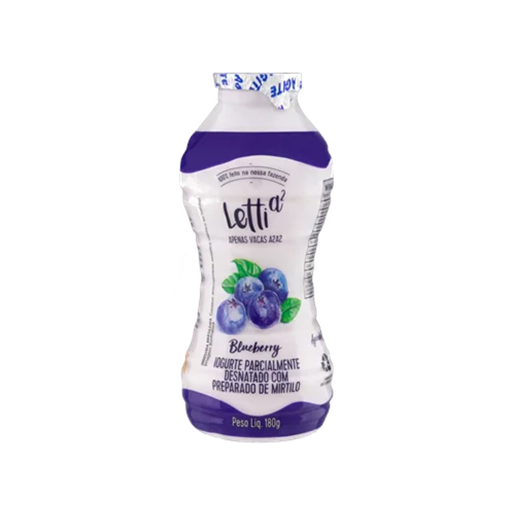 Iogurte Semidesnatado LETTI A2 Blueberry Garrafinha 180g - patiogourmet