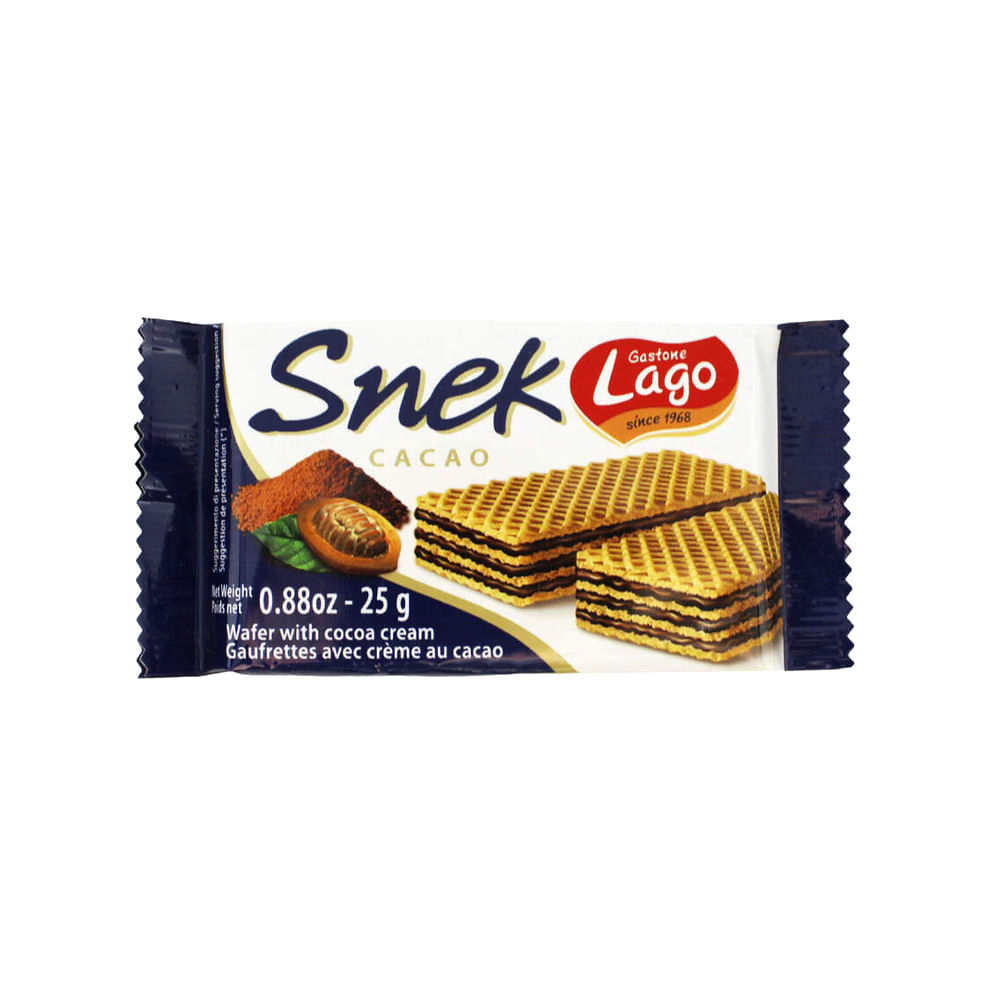 Biscoito Wafer Snek LAGO Chocolate Pacote 25g - patiogourmet