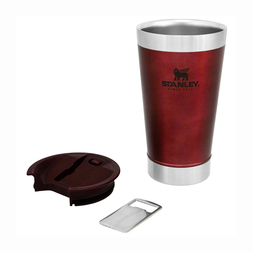 Copo Térmico de Cerveja com Tampa STANLEY Vermelho 473ml - patiogourmet