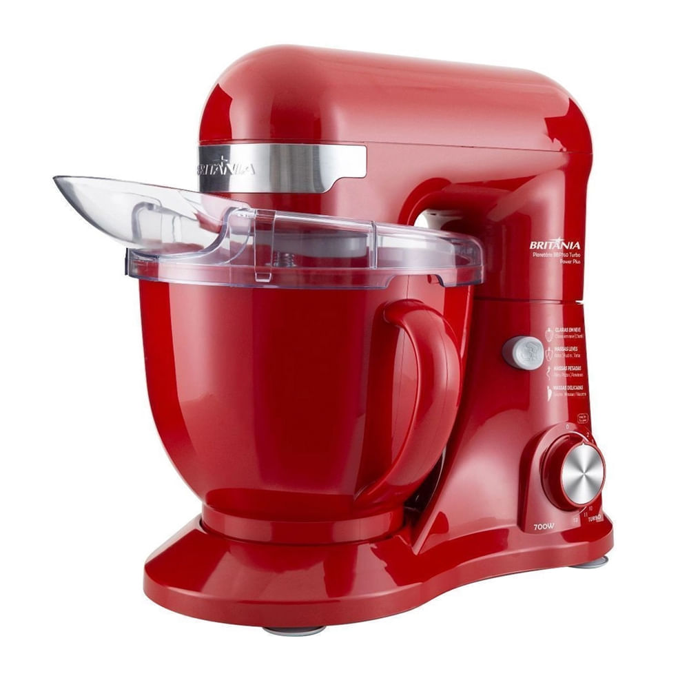 Batedeira Planetária BRITANIA BBP760T Power Plus Turbo 12 Velocidades Vermelho Caixa 700W ...