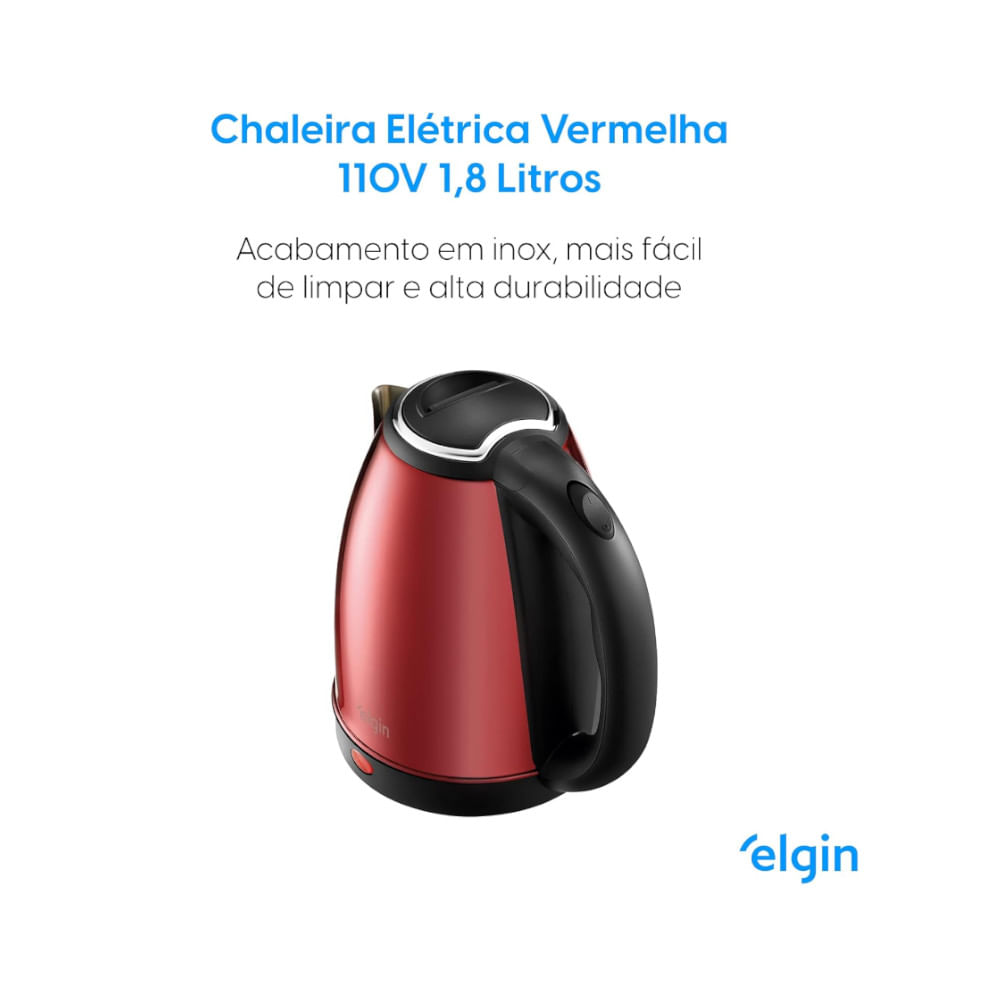 Chaleira Elétrica em Inox ELGIN Vermelha 1,8L - mercantilnovaera