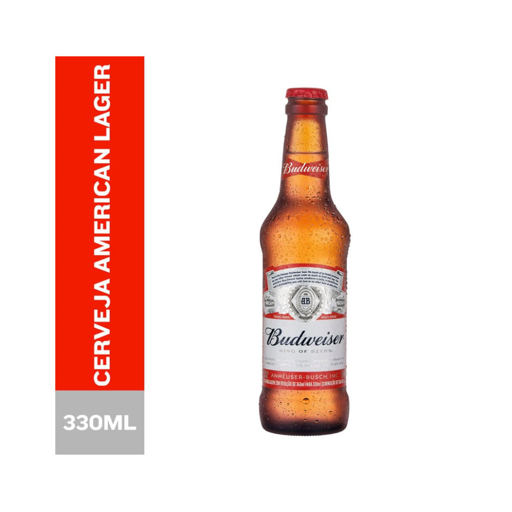 Cerveja BUDWEISER Long Neck Garrafa 330ml - mercantilnovaera