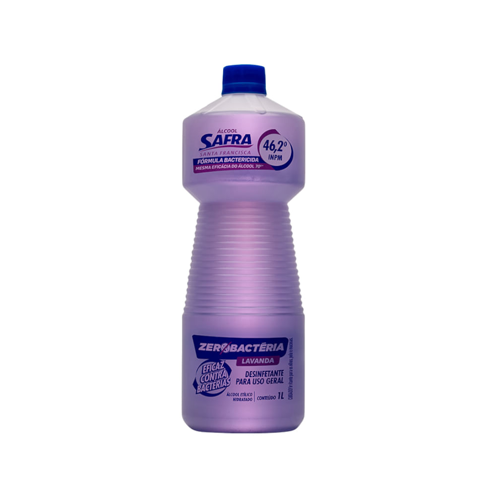Álcool Líquido 46,2º INPM SAFRA Bactericida Lavanda Frasco 1L ...